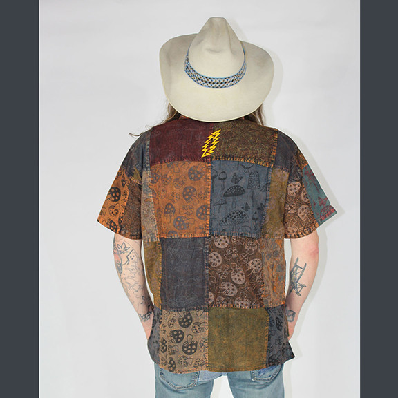 SHAKEDOWN SHROOM SHIRT Cotton Patchwork Grateful Dead & Mushroom Print ...