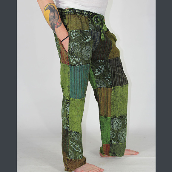 ENDLESS TOUR PANTS Cotton Shining Wash Patchwork Mens Pants Patch w ...