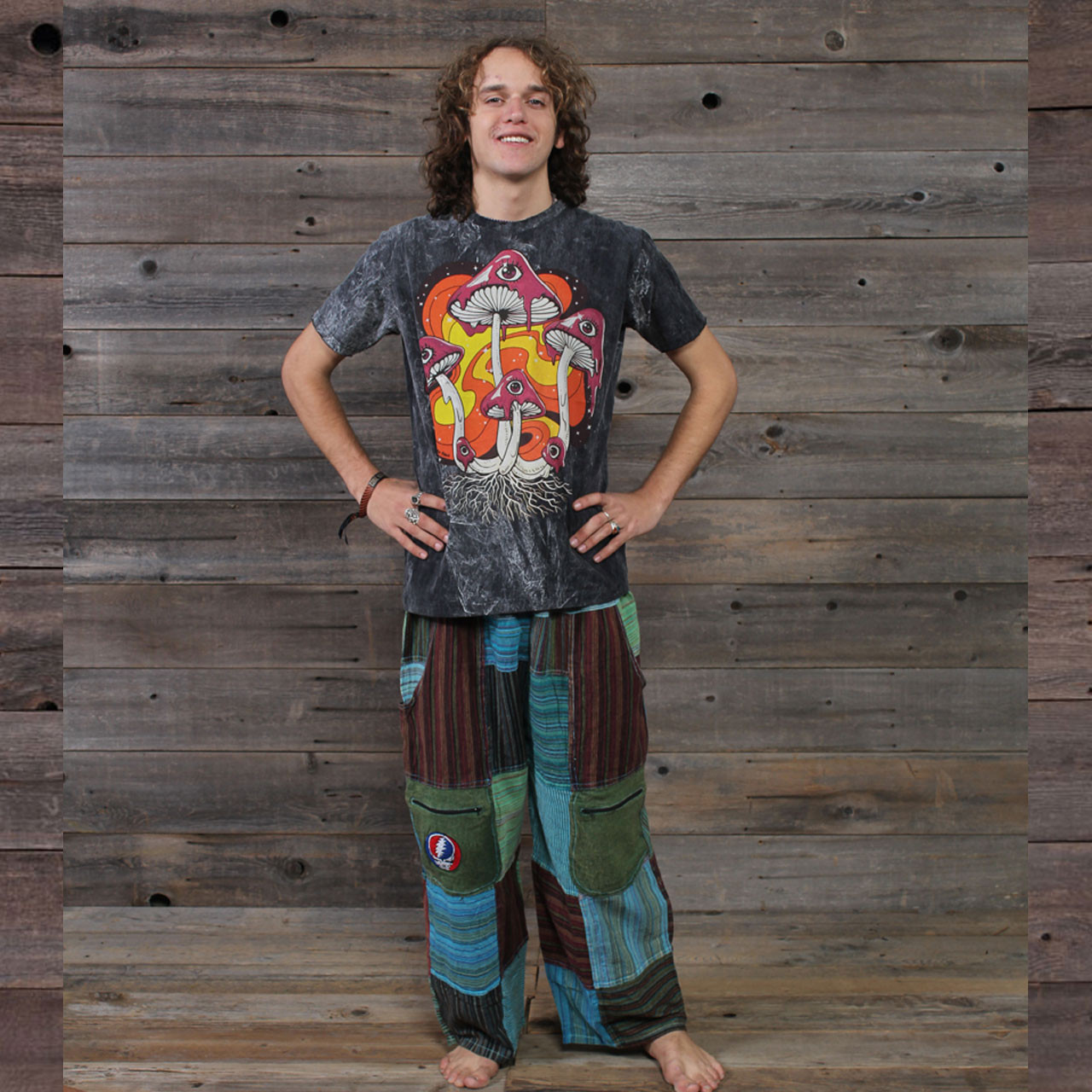 PATCHMAN PANTS Grateful Dead Men's Dharka Extra Pocket Patchwork Pants ...