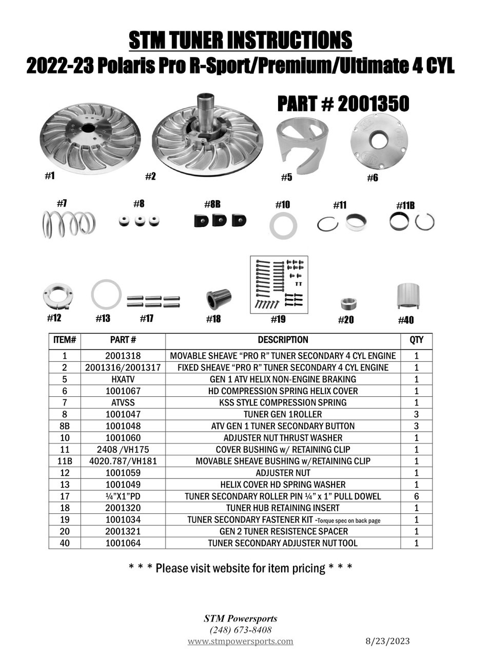 Polaris Rzr Pro R Tuner Secondary Clutch Stm Kombustion Motorsports