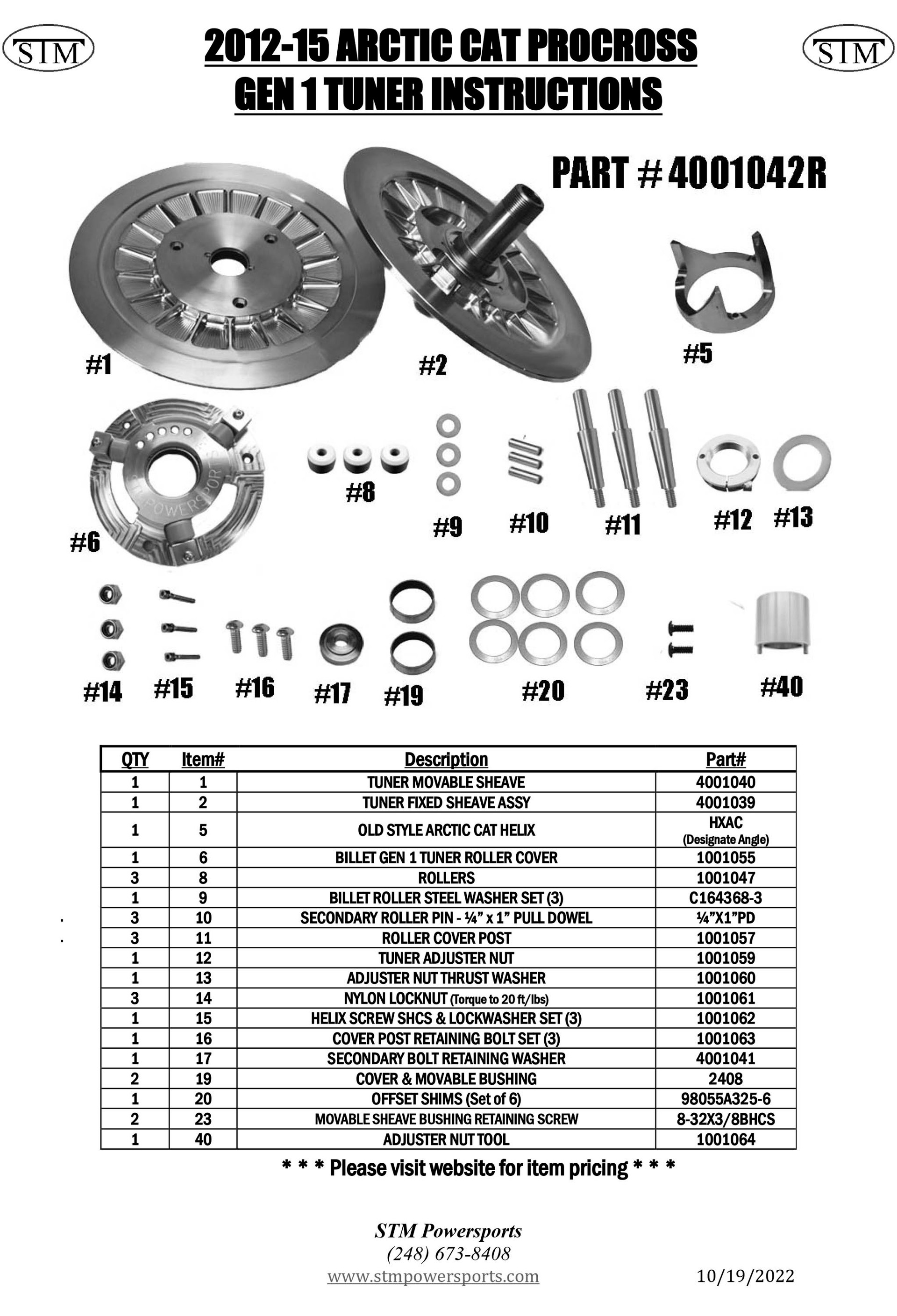 Snowmobile - Arctic cat - STM Tuner Driven Secondary Clutches - STM ...