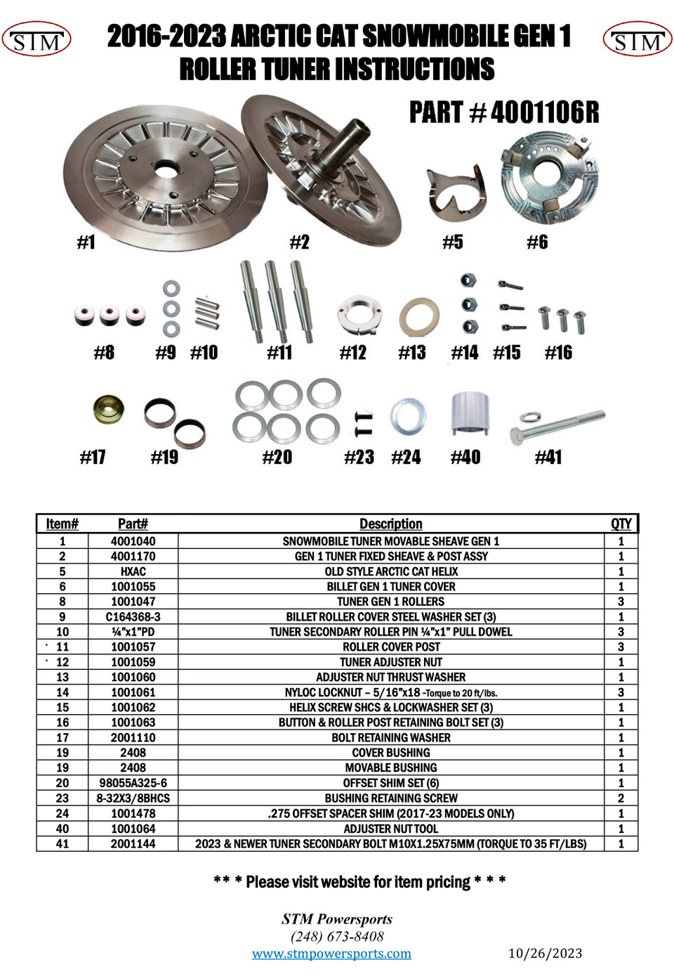 Snowmobile - Arctic cat - STM Tuner Driven Secondary Clutches - STM ...