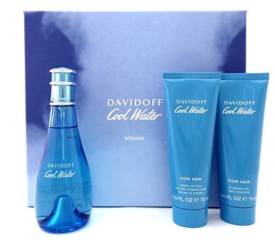 Cool Water by Davidoff 3.4 oz EDT + 2.5 oz Sh/Gel & B/Lotion. New Women ...