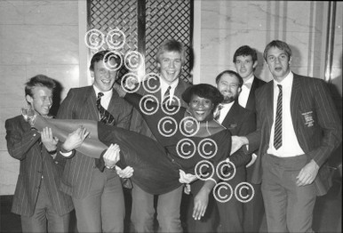 34611527-Tessa Sanderson, javelin gold medalist, lifted by Adrian ...