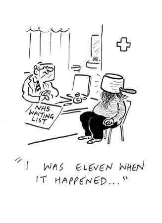 38930552-Pugh cartoon, ‘I was eleven when it happened. . . ’ - Newsprints
