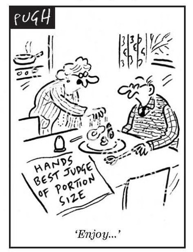 37350904-Cartoon by Pugh, Enjoy. . Food portions decided by hand ...
