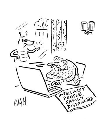32297478-Pugh Cartoon Intelligent People Distracted - Newsprints