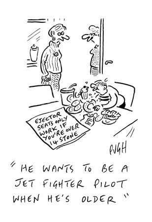 32382685-Pugh Cartoon Ejector seats "he wants to be a jet fighter pilot ...
