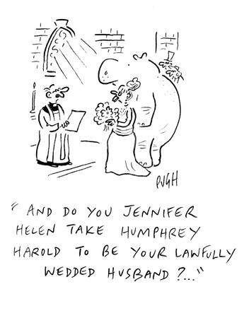 32512811-Pugh Cartoon Hippo wedding - Newsprints