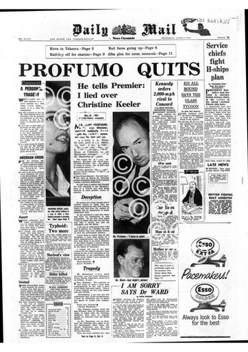 35761409-Daily Mail front page for 6 June 1963 Headline PROFUMO QUITS ...