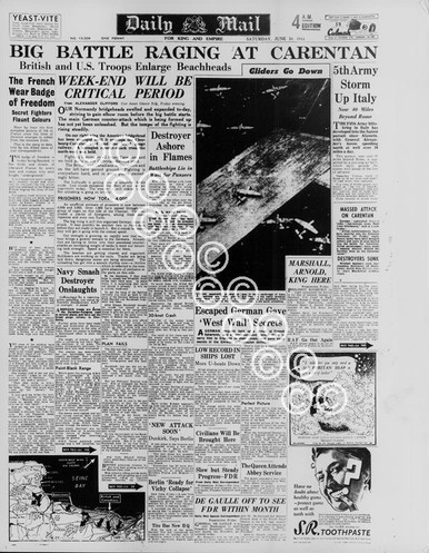 37767579-Daily Mail Front page of June 10th 1944, reporting the ...