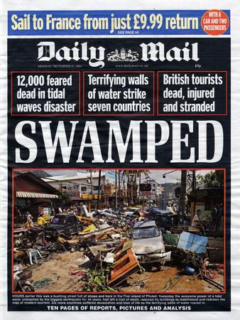 38964317-Front page of Daily Mail - 27 December 2004 Headline : SWAMPED ...