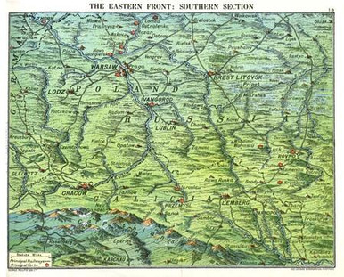 38858306-Daily Mail First World War Panorama Map. Showing the Eastern ...