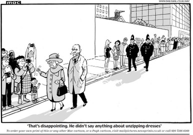21120538-Mac cartoon showing Queen Elizabeth and Prince Philip with a ...