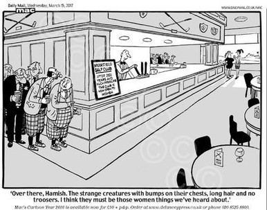 34549396-Cartoon by Mac, Over there, Hamish. The strange creatures with ...