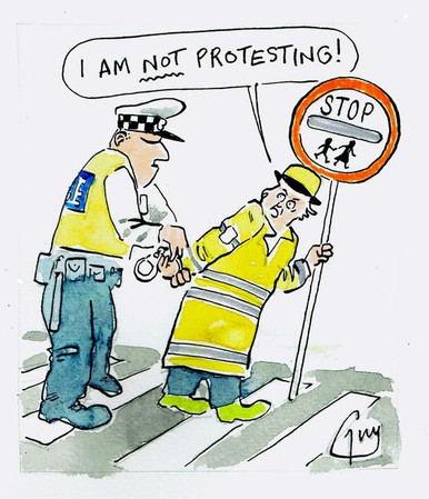 39651446-Guy Venables cartoon - I am NOT protesting - lollipop lady ...