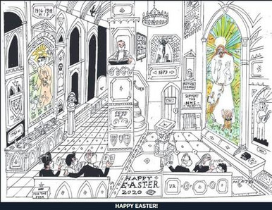38667123-MICHAEL HEATH CARTOON . . . HAPPY EASTER Church with people in ...