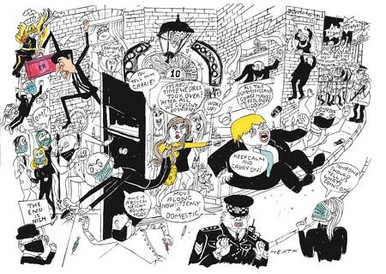38843707-MICHAEL HEATH cartoon of 10 Downing Street with Boris Johnson ...