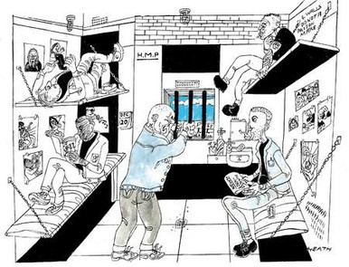 38862459-MICHAEL HEATH cartoon for the Mail on Sunday of prisoners in a ...