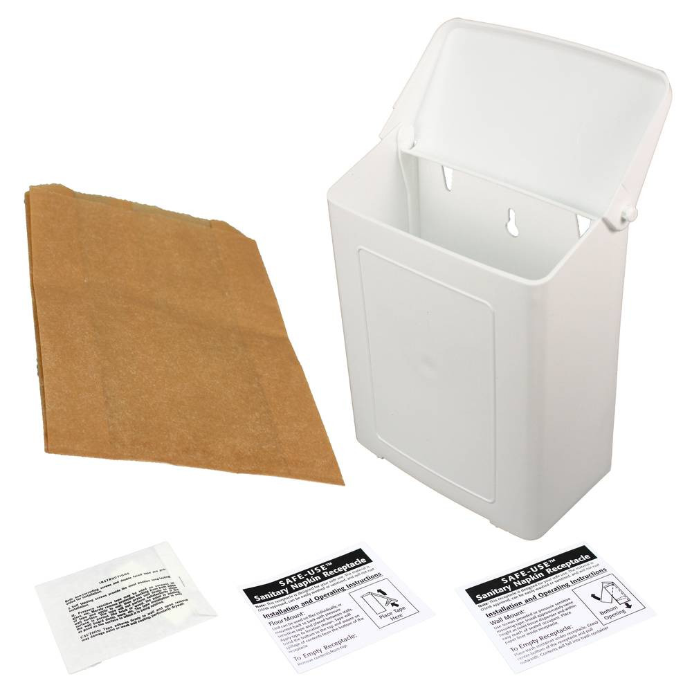 Plastic Bottom Drop Sanitary Napkin Receptacle White, 4 per Case - Scot ...