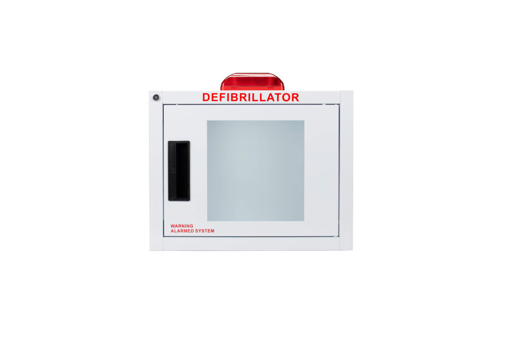 Basic compact defibrillator wall cabinet with window, alarm and strobe ...