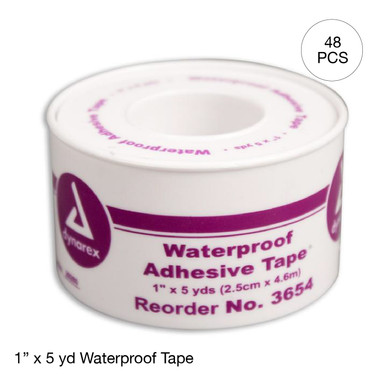 Waterproof First Aid Tape in Case (1" x 5 yd) (bulk packaging of 48 pcs ...