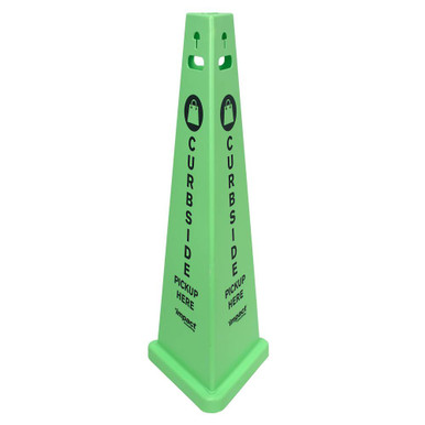 3-Sided Safety Sign, CURBSIDE PICKUP Fluorescent Green, 3 per Case ...