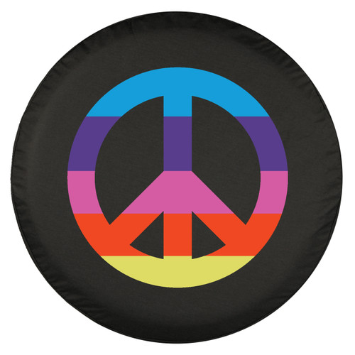 Soft Spare Tire Cover - Rainbow Peace Sign (27-35 inch) - Boomerang ...