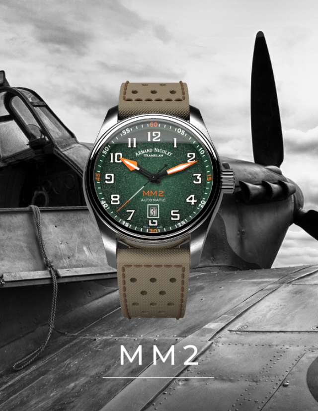 Armand Nicolet Mens Watch MM2 Automatic, Date, Steel with Green Dial ...