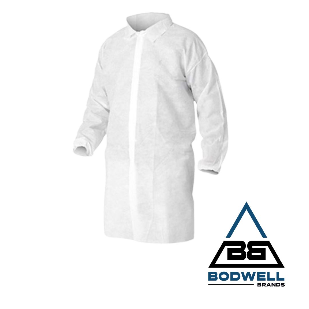 PolyPro Lab Coat, Velcro, Elastic Wrists, No Pockets, XL, White, 30/cs ...