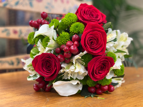 Red & White Prom Bouquet - Belvedere Flowers of Havertown PA