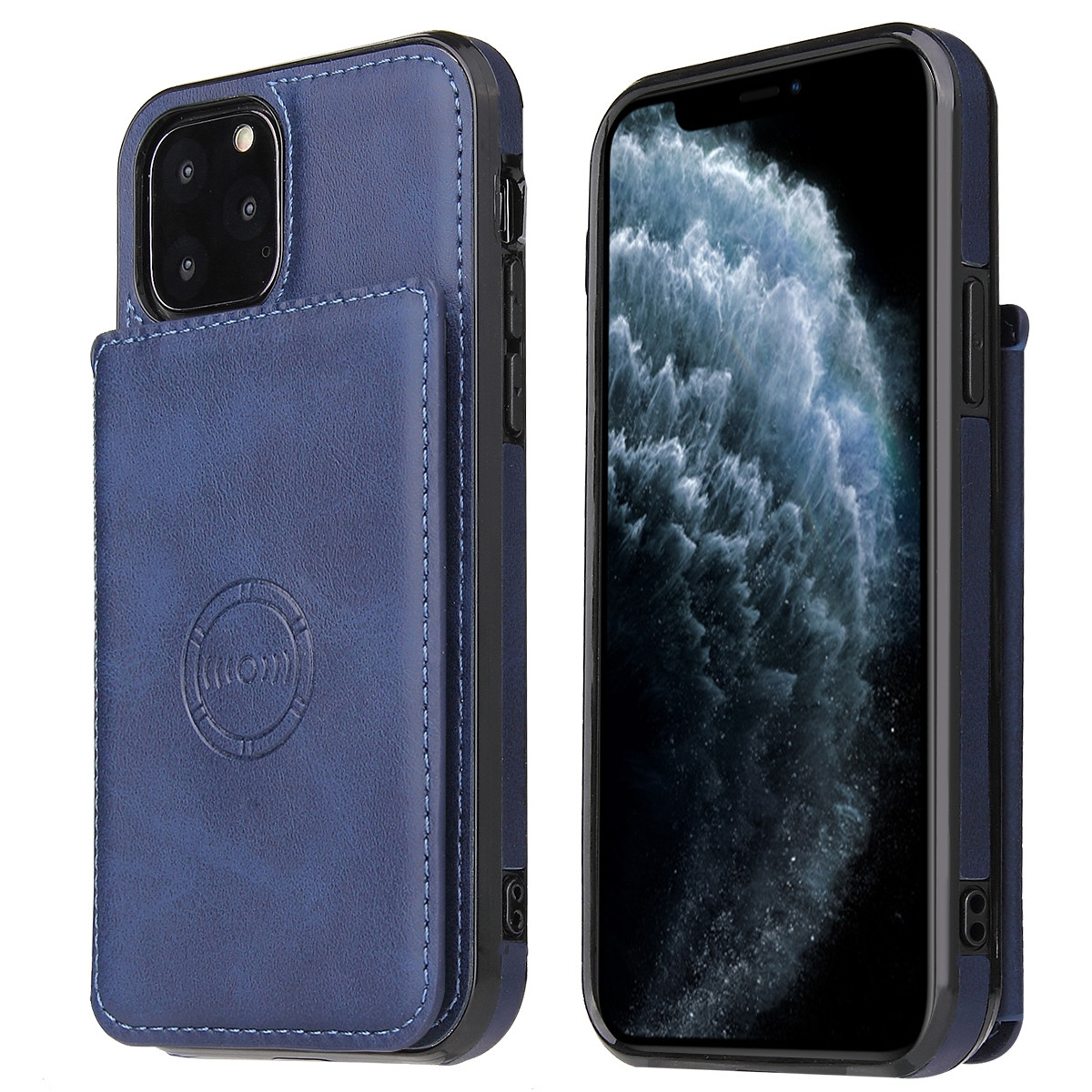 iPhone 11 Calf Texture Magnetic Case - Blue