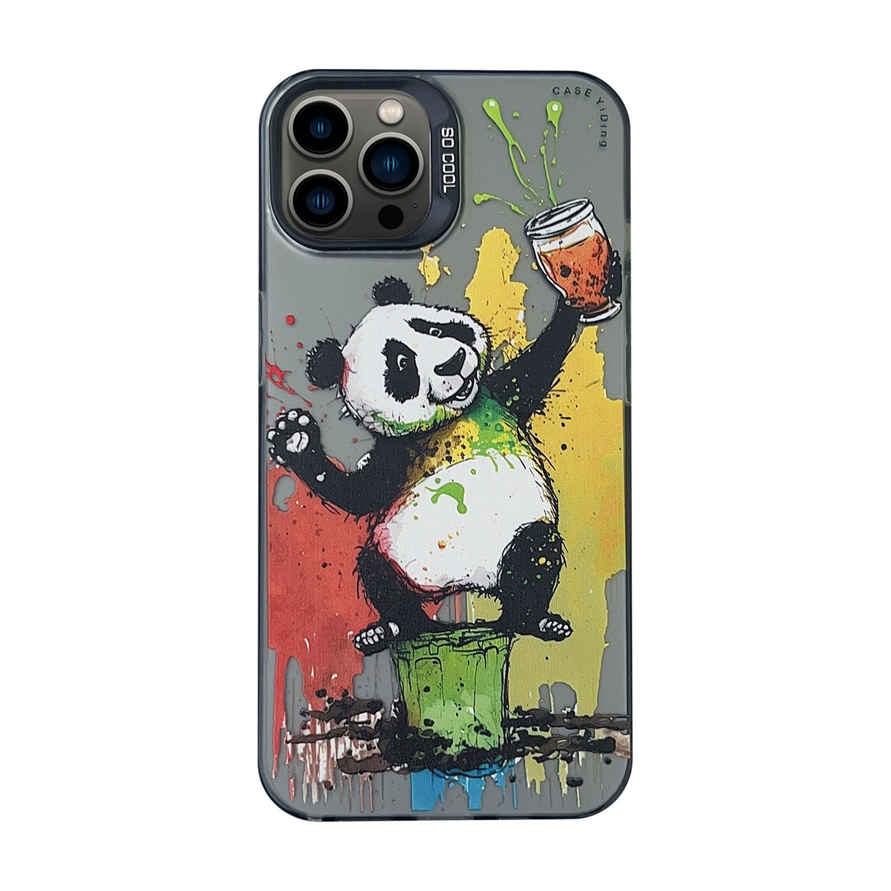 iPhone 13 Pro Max Cartoon Animal Graffiti PC + TPU Phone Case - Panda