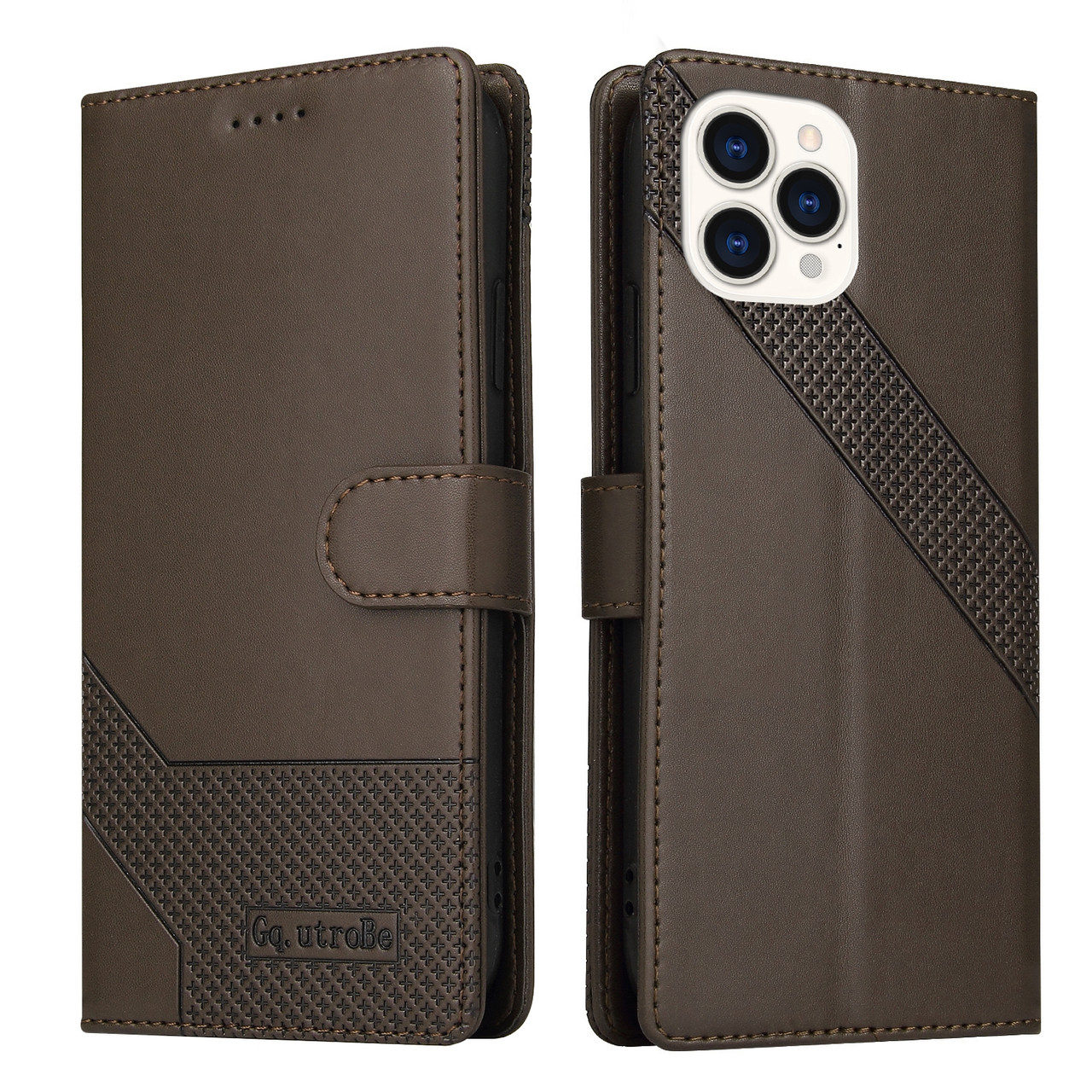 iPhone 13 Pro Max GQUTROBE Skin Feel Magnetic Leather Phone Case - Brown
