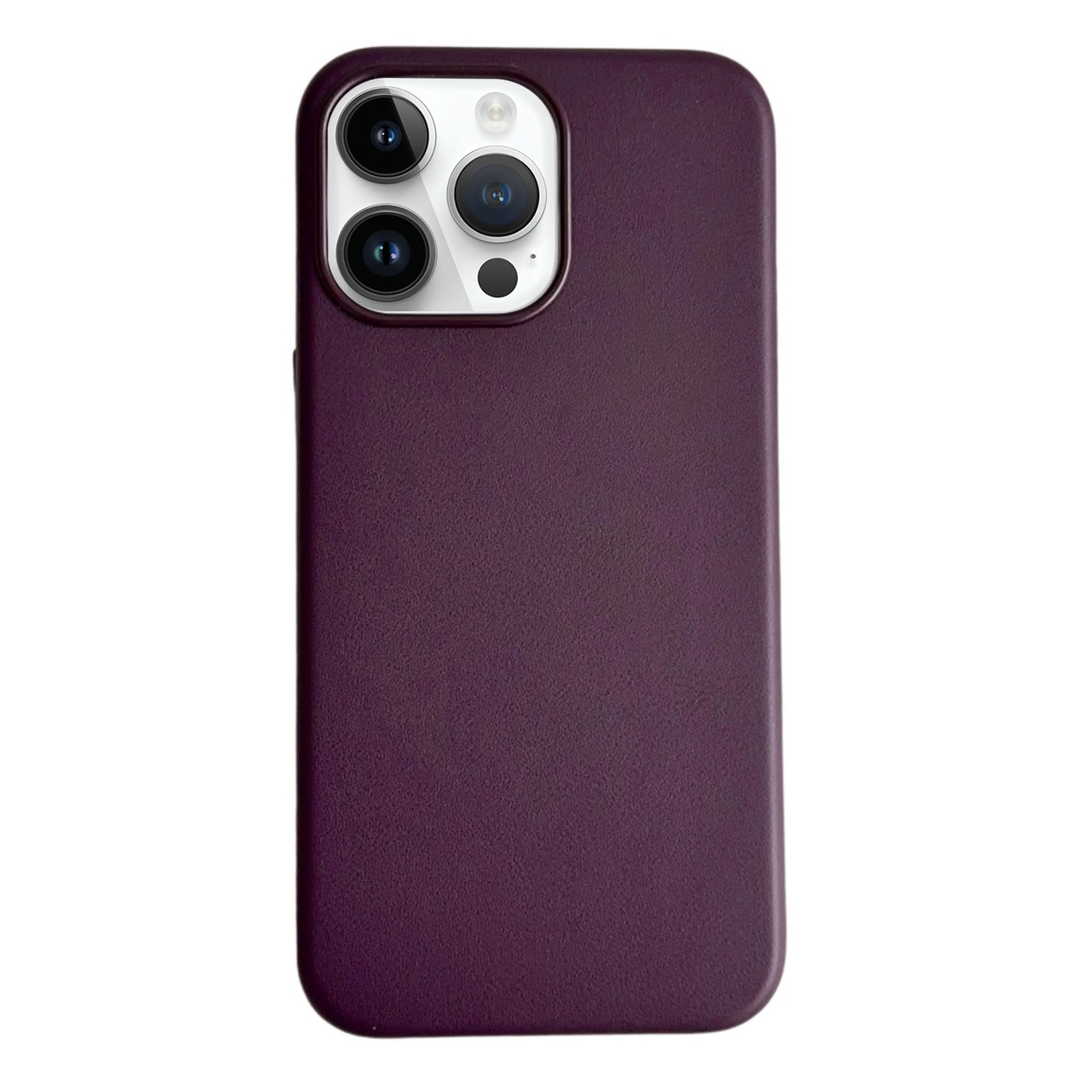iPhone 13 Pro Max Pure Color Leather Magsafe Magnetic Phone Case - Purple