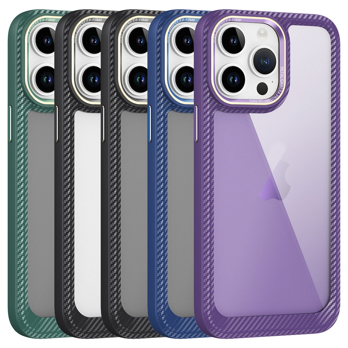 iPhone 13 Pro Carbon Fiber Transparent Back Panel Phone Case - Black ...