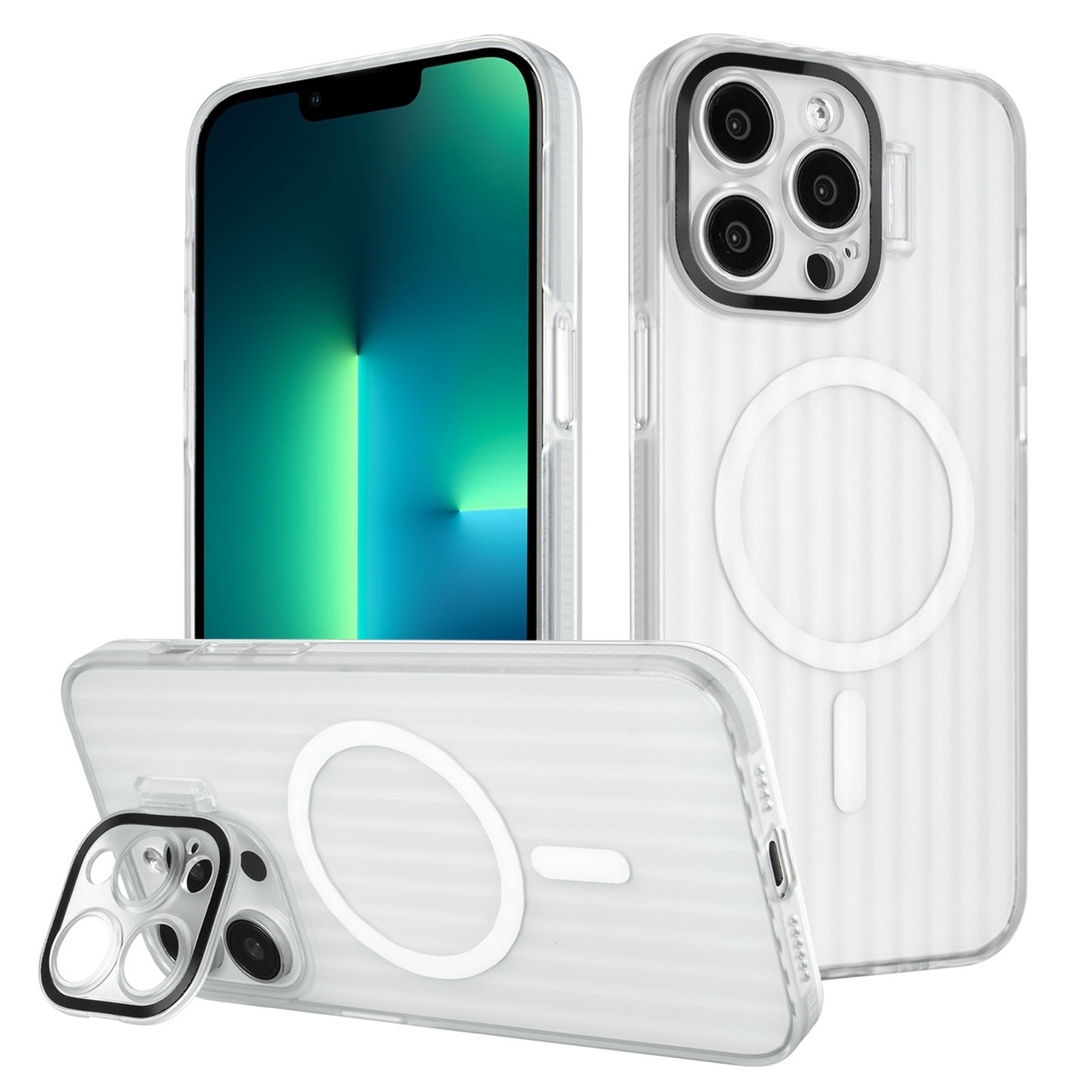 iPhone 13 Pro Color Edge Lens Holder MagSafe Magnetic Phone Case - White