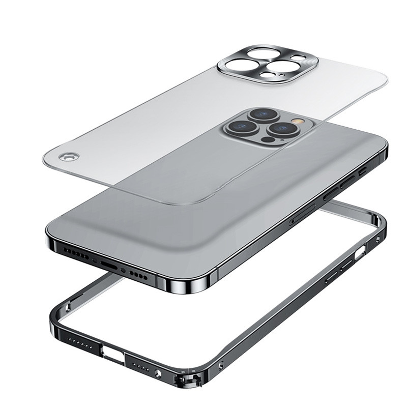 iPhone 13 Pro Metal Frame Frosted Case - Black