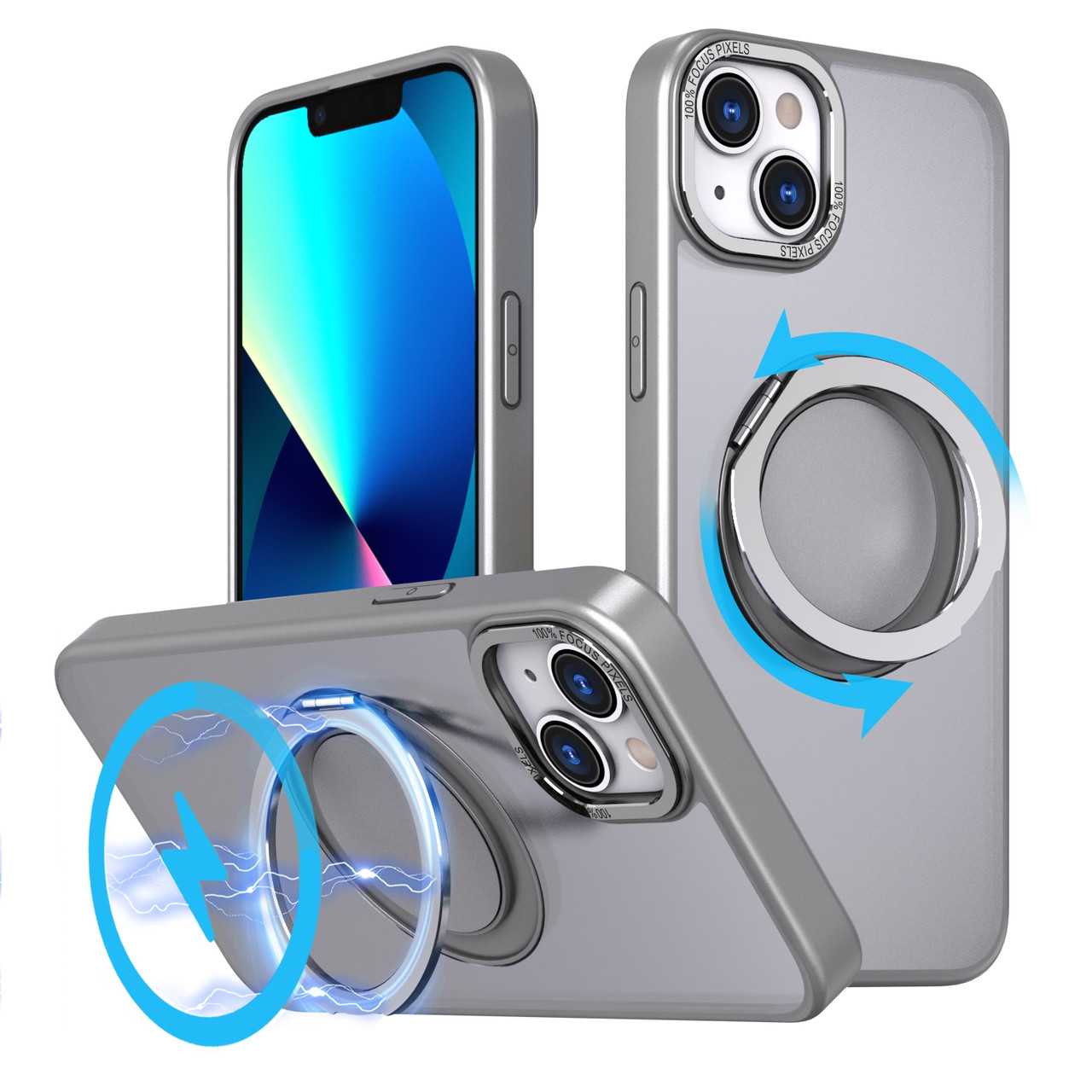 iPhone 13 360-degree Rotating MagSafe Magnetic Holder Phone Case ...