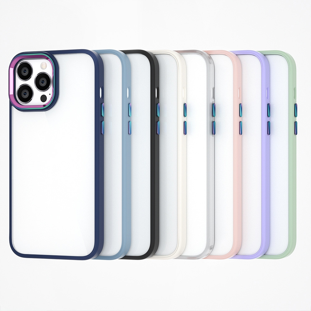 iPhone 13 Colorful Metal Lens Ring Phone Case - Blue