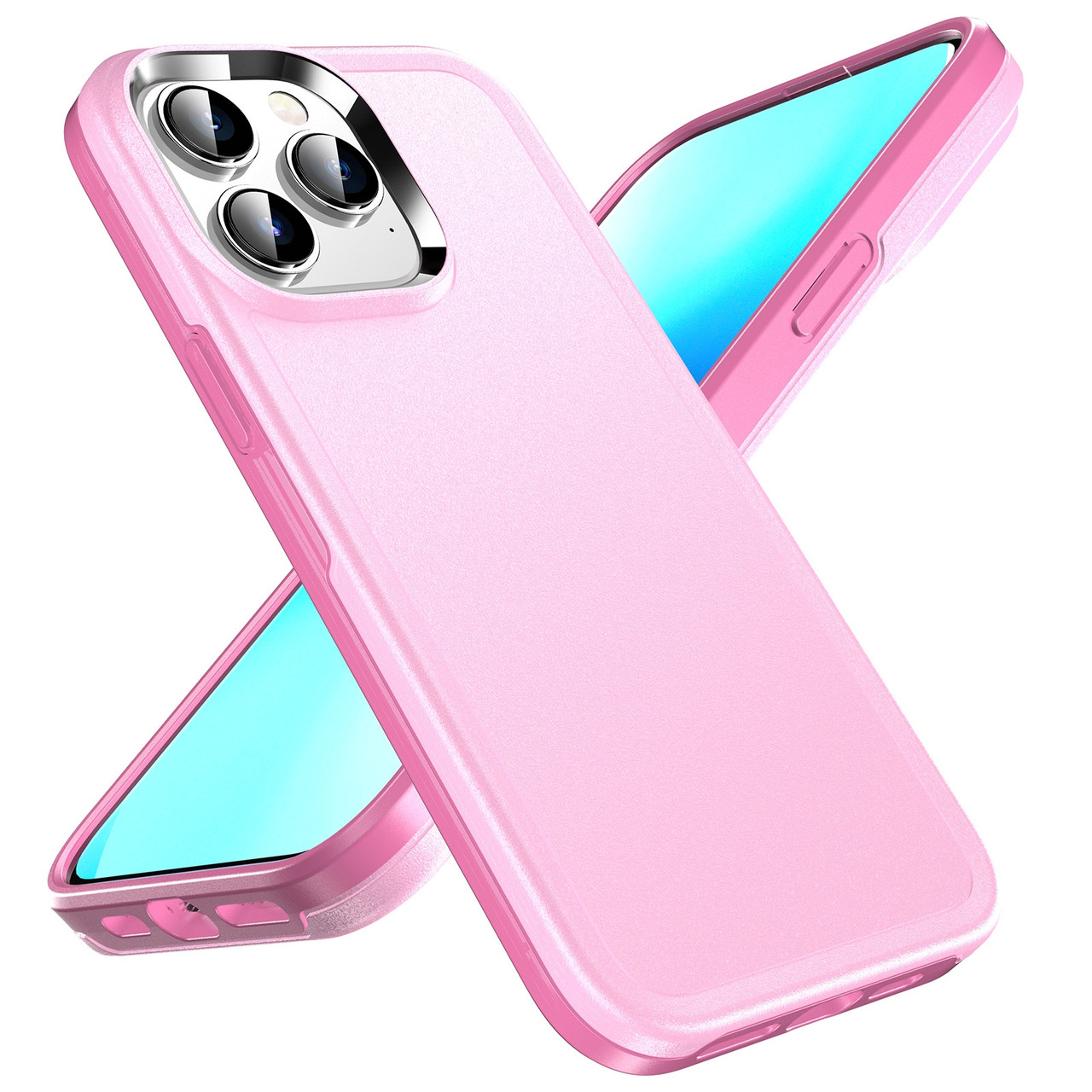 iPhone 13 Double Solid Color Armor Phone Case - Pink