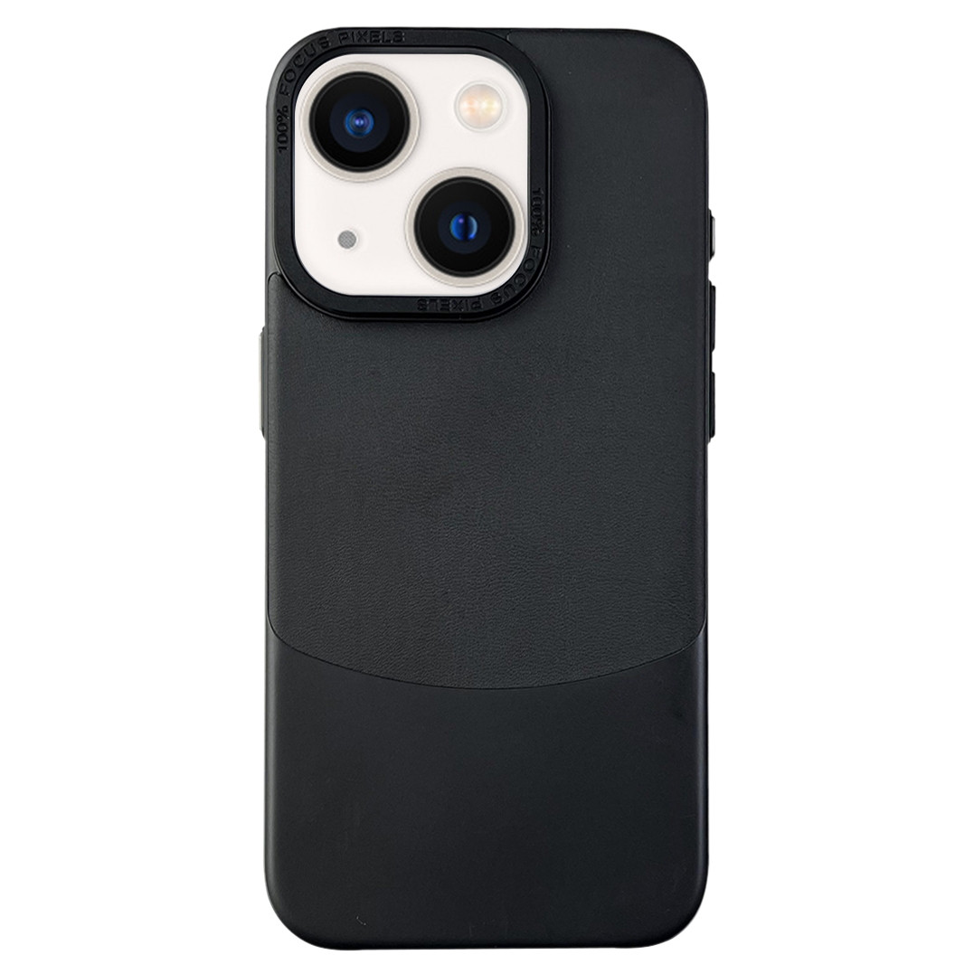 iPhone 13 Napa Texture PC + Leather Phone Case - Black