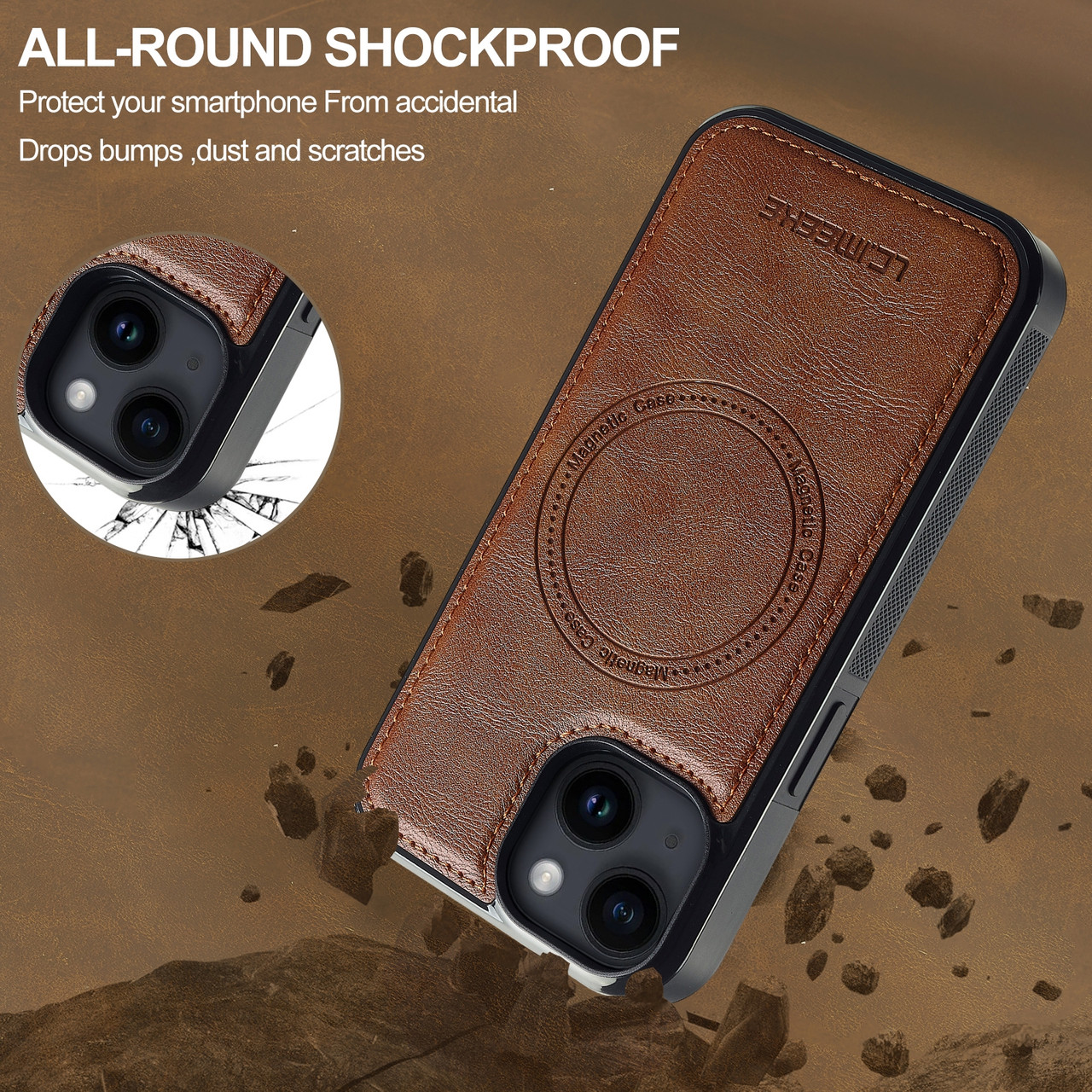 iPhone 13 mini LC.IMEEKE Magsafe Phone Case - Brown