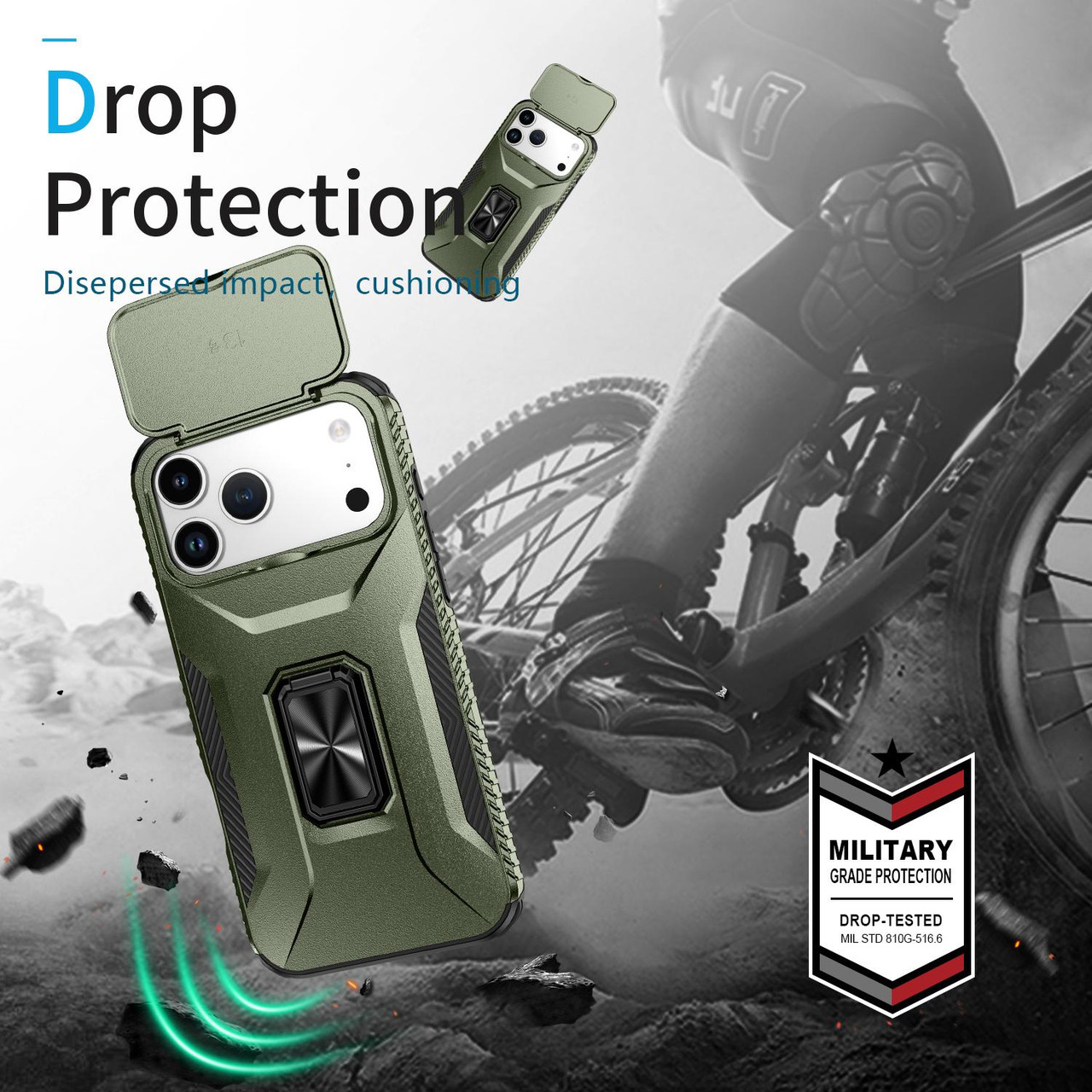 iPhone 17 Pro Max Sliding Camshield Holder Phone Case - Alpine Green