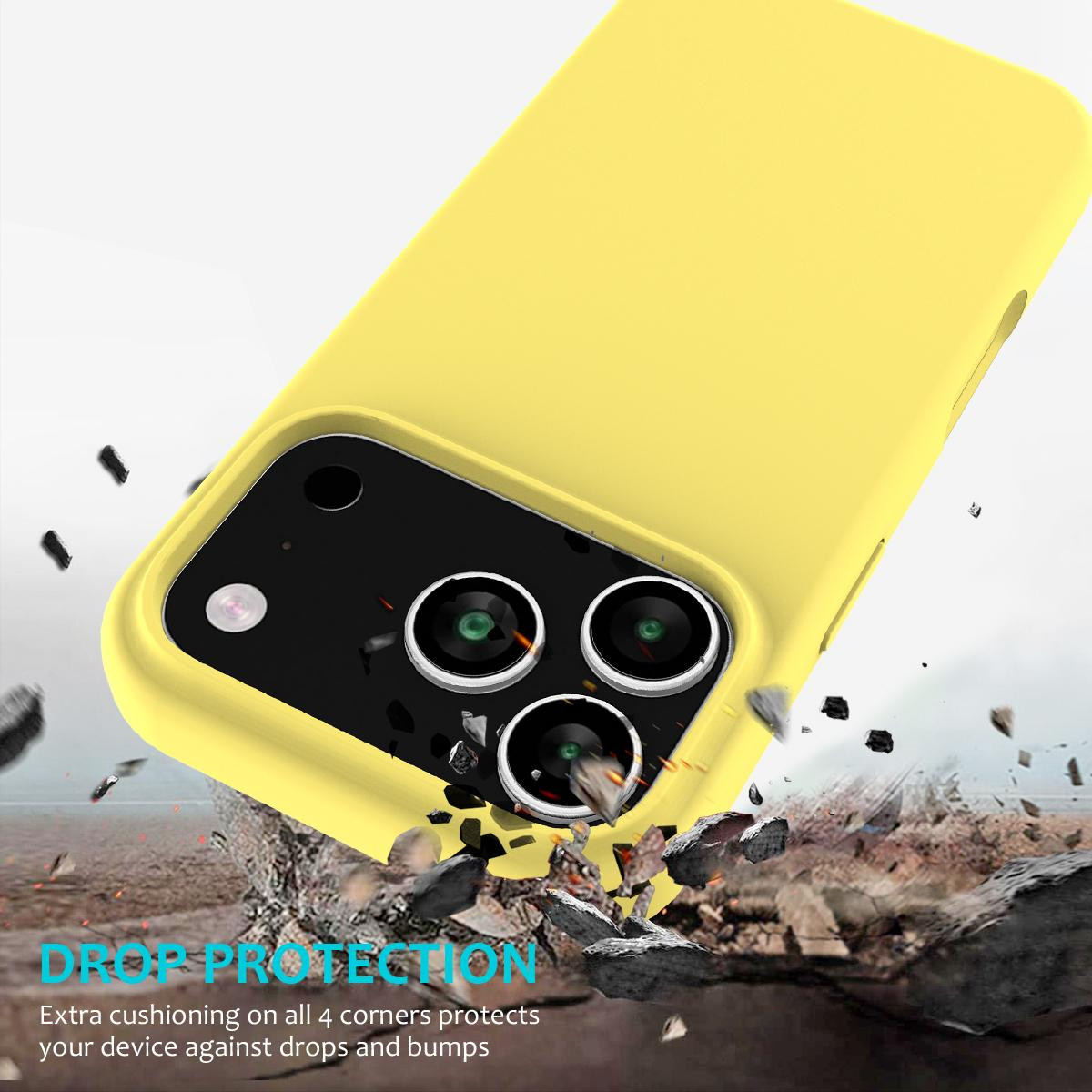 iPhone 17 Pro Max Solid Color Silicone Phone Case - Lemon Yellow