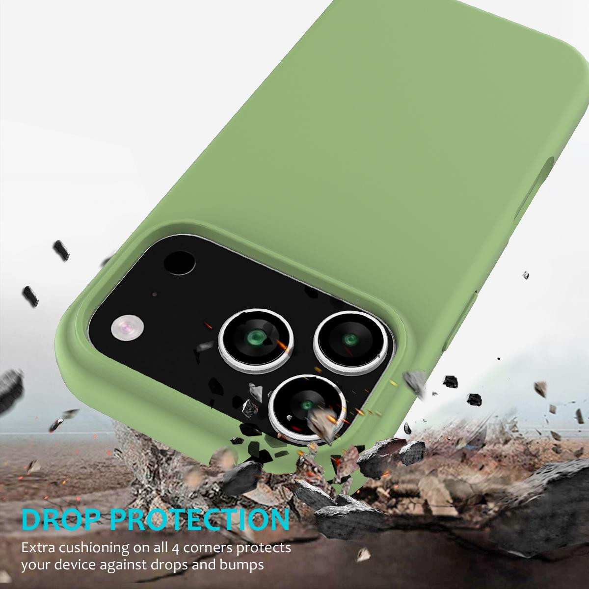 iPhone 17 Pro Max Solid Color Silicone Phone Case - Mint Green