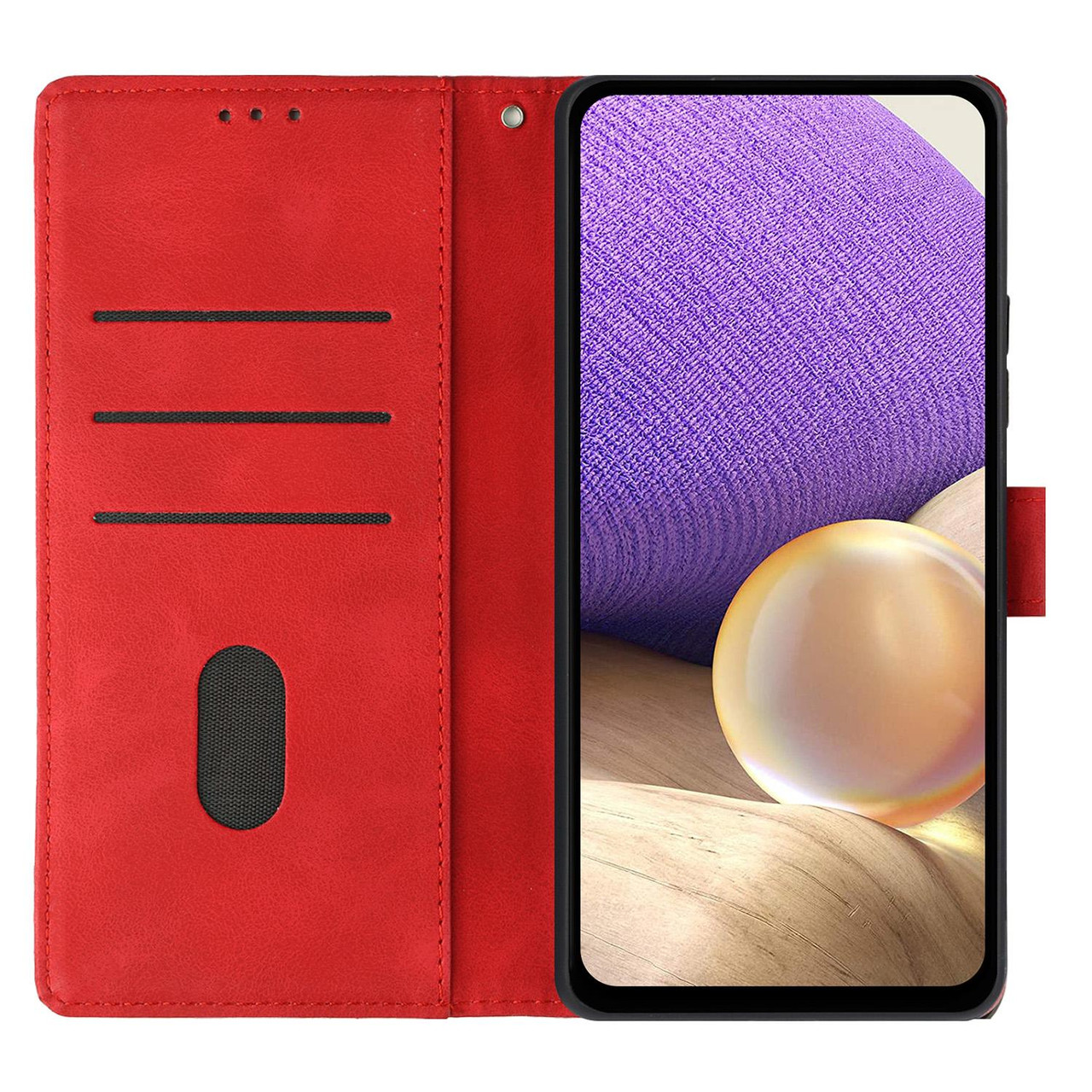 iPhone 17 Pro Max Triangles Embossed Leather Phone Case - Red