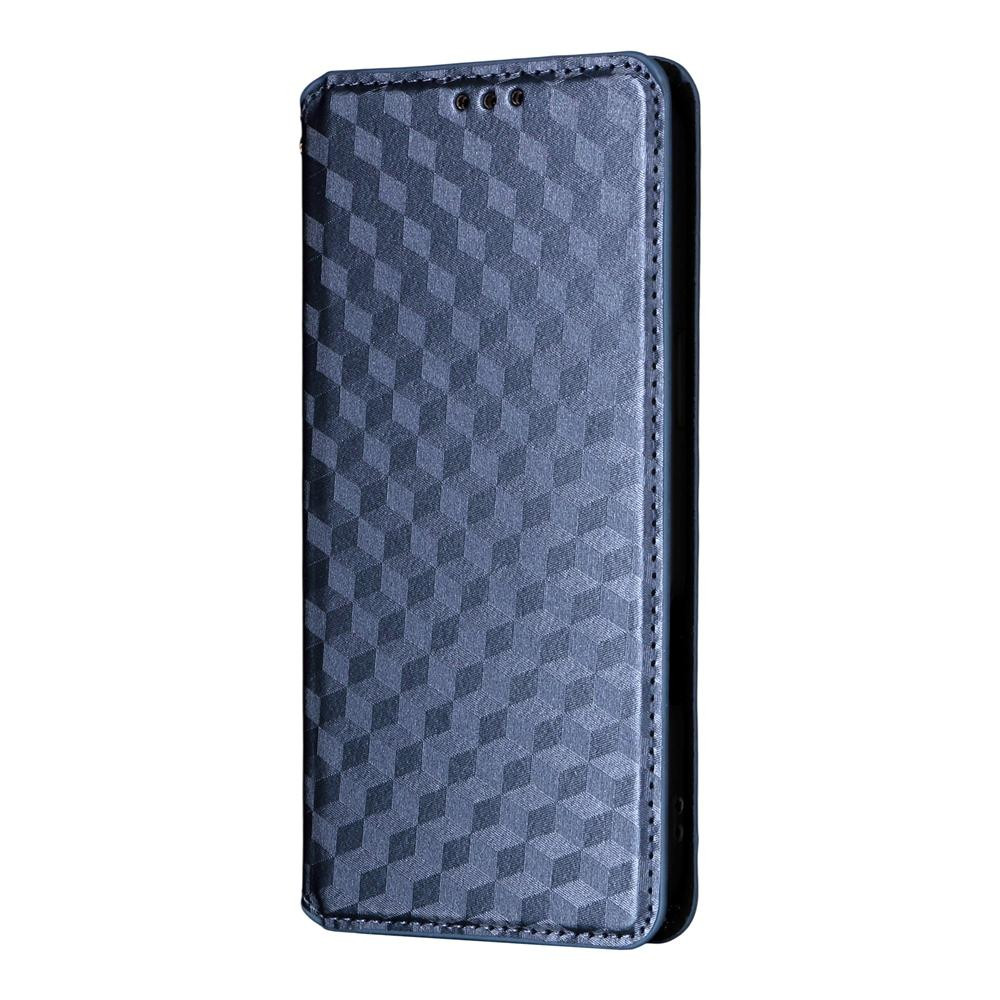 iPhone 17 Air Cubic Grid Texture Flip Leather Phone Case - Blue