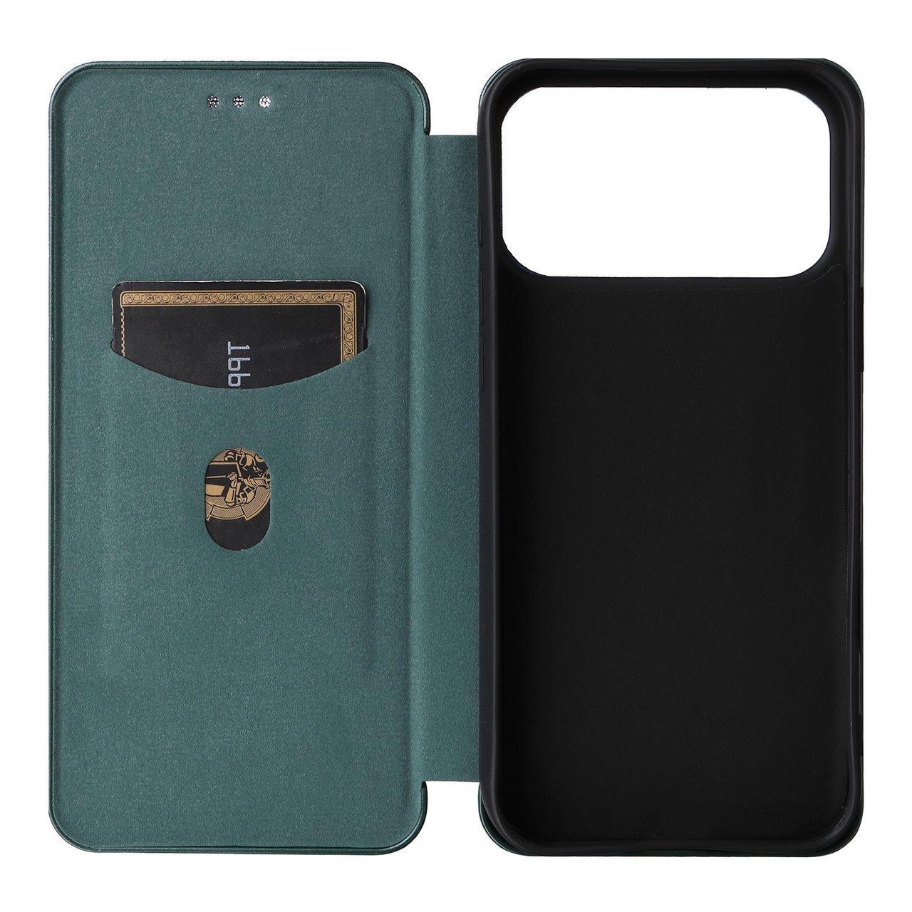 iPhone 17 Pro Carbon Fiber Texture Flip Leather Phone Case - Green