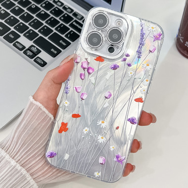 iPhone 13 Pro Max Electroplating Flower Texture TPU Phone Case - Purple ...
